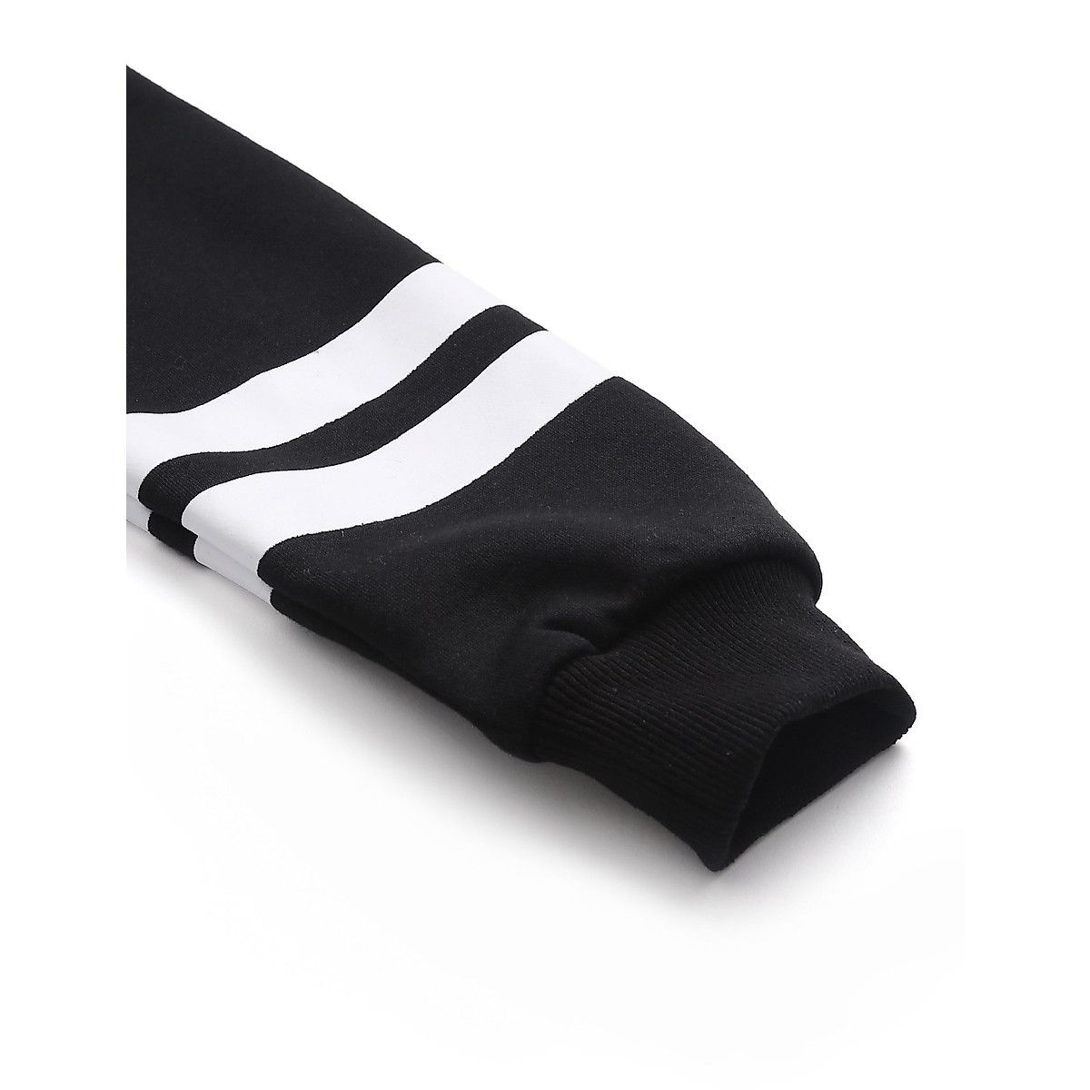 SweatyRocks Sweatshirt Pullover Fleece Drop Shoulder Striped Hoodie Black Small