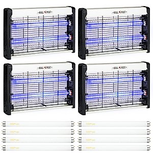Electric Bug Zapper Indoor Insect Killer with Replacements Bulbs 20W Blue Light Powerful 2800V Attract Fly and Mosquito Traps with Circuit No Load Protection Outdoor Plug in Pest Control (4 Pcs)