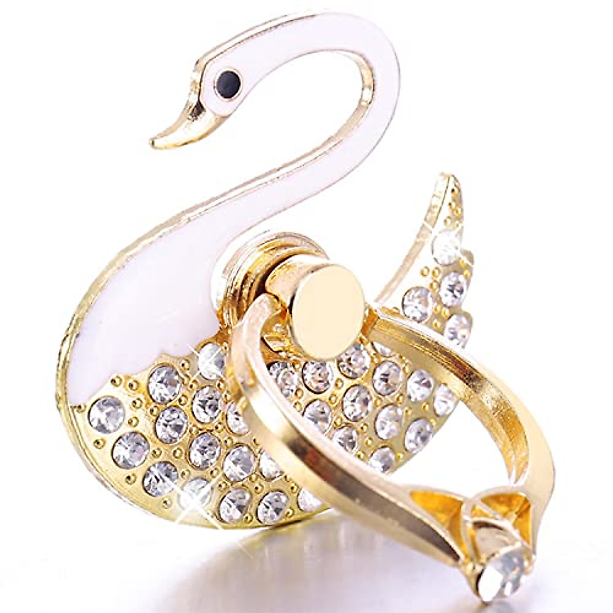 4 Pack Phone Ring Stand, Diamond Bling Butterfly Cell Phone Kickstand Grip, 360 Rotation Universal Multi Angle Metal Phone Ring Holder (2 Butterfly, 2 Swan, 1 Strip)