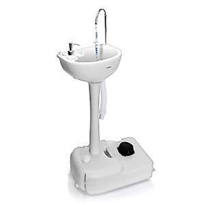SereneLife Portable Camping Sink with 19L (5+ Gallon) Water Tank, Hands-Free Foot Pump, Soap Dispenser & Towel Holder, Compact Design with Carry Handle – Perfect for Camping, Worksites, Outdoors