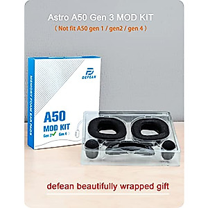 A50 Gen 3 Mod Kit - defean Replacement Earpads and Headband Compatible with Astro A50 Gen 3 Headset,Ear Cushions, Upgrade High-Density Noise Cancelling Foam, Added Thickness (Black Breathable Fabric)