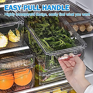 Pomeat 14 Pack Fridge Organizer with Lid, Stackable Refrigerator Organizer Bins, BPA-Free Fridge Organizers and Storage Clear, Fruit Storage Containers for Fridge, Kitchen, Food, Produce, Vegetable
