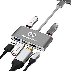 6-in-1 USB C Hub, Type C Hub, 4K USB C to HDMI, USB3.0+USB2.0+PD3.0 Multi Port Adapter with USB C to HDMI 4K2K Output, USB-C Power Delivery, Portable for Mac Pro and Other Type C Laptops (Grey)