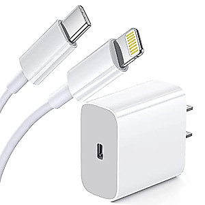 iPhone Fast Charger, [Apple MFi Certified] 20W PD USB C Wall Charger Block Power Adapter with 6FT Type C to Lightning Cable Cord for iPhone 14/14 Pro Max/13/13Pro/12/12 Pro Max/11/11Pro/XS/XR/X