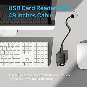 Unitek USB Card Reader 3-Slot USB 3.0 Compact Flash Card Reader, Read 3 Cards Simultaneously, Aluminum Memory Card Adapter CF, TF, SDXC, SDHC, SD, Micro SDXC, Micro SD, Micro SDHC- 4FT (Black)