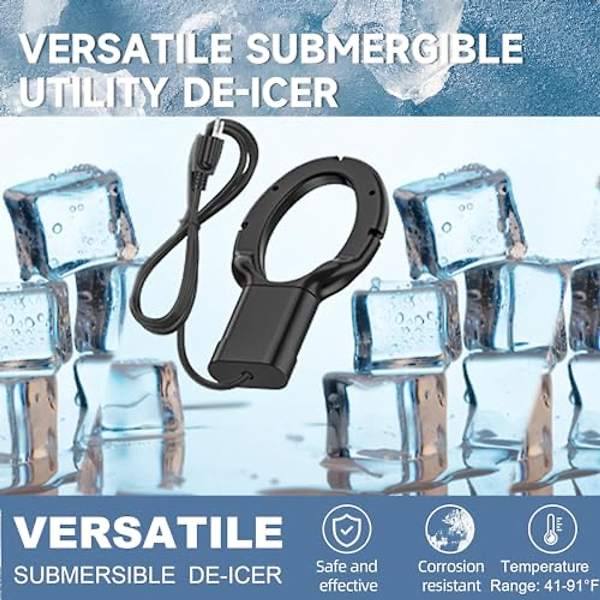 KNEOYR 250W De-icer Submergible Bird Bath Heater Aluminum Cast for Livestock Poultry Horses, Cows, Birds, Wildlife Drinking Indoor Outdoors in Winter with 10 Foot Cord Birdbath Water Heater