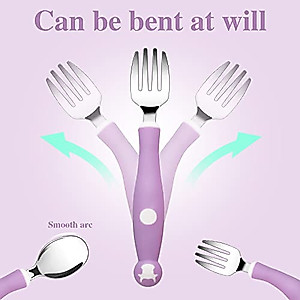 6 Pieces Toddler Utensils Kids Silverware Set with Silicone Handle, Children Safe Forks and Spoons Toddler Cutlery, 316 Stainless Steel & Food Grade Silicone