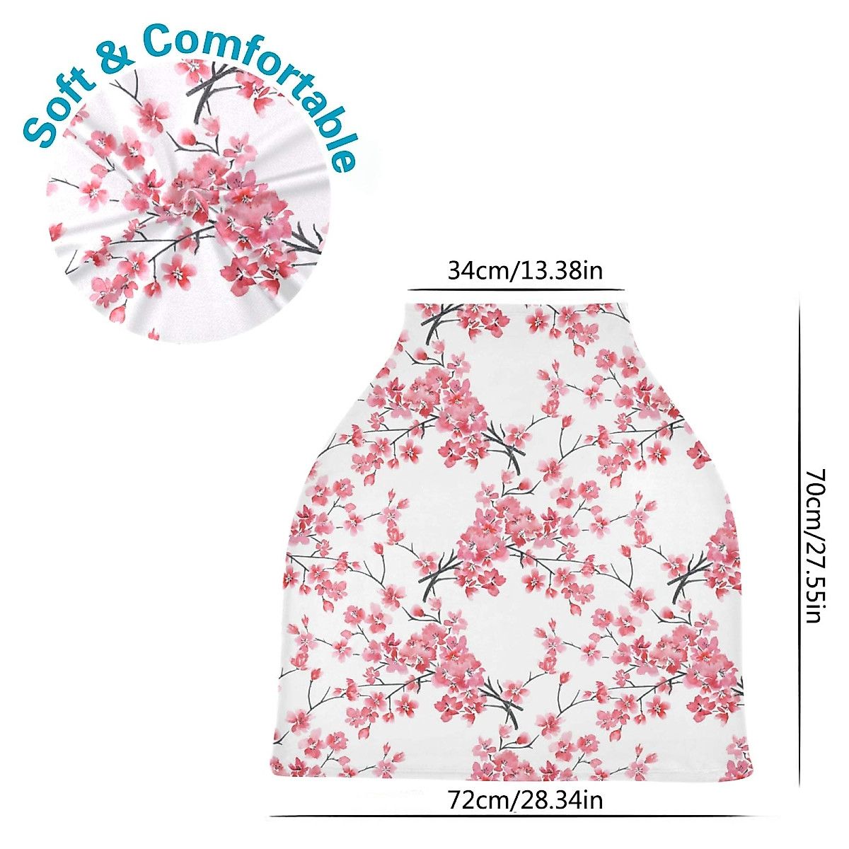 Baby Car Seat Covers Canopies for Boys Girls Branches of Cherry Blossoms Infant Stroller Cover Nursing Cover Breastfeeding Scarf Warm Windproof