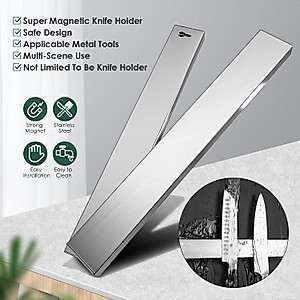Fohil Magnetic Knife Holder for Wall, Stainless Steel 20 Inch Magnetic Knife Strip Wall Mounted Magnetic Knife Bar Drilling Magnetic Knife Rack for Kitchen Knives Holder Magnetic Tool Holder