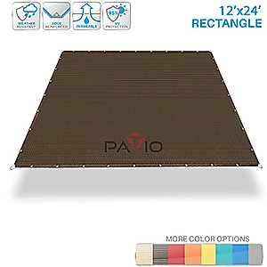 Patio Paradise 12' x 24' Straight Edge Sun Shade Sail, Brown Rectangle Outdoor Shade Cloth Pergola Cover UV Block Fabric - Custom 3 Year Warrenty