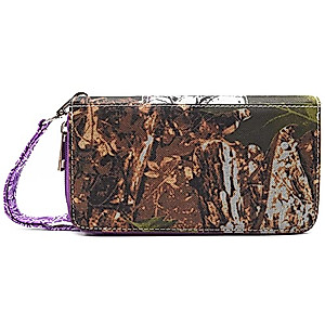 Camouflage Western Style Tote Studded Handbag Concealed Carry Purse Country Women Shoulder Bag Wallet Set (#2 Purple Set)