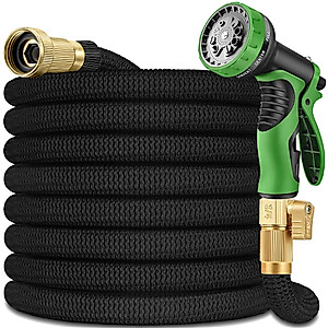 Expanding Garden Hose 100 ft - Expandable Garden Hoses Leak-Proof with Innovative Nano Rubber - 2024 Version/New Patented,Lightweight, Durable, No-Kink Flexible Retractable Water Hoses(Black)