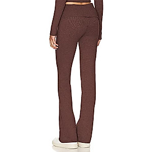 Zhiyouni Women's Kintted 2 Piece Outfits Long Sleeves Zip Up Hooded High Waist Skinny Pants Set Loungewear (Brown-L)