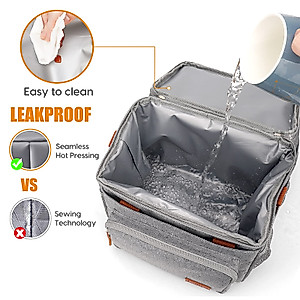 Lunch Bag for Women Men, Expandable Dual Compartment Lunch Box with Utensil Pouch, Reusable Insulated Lunch Cooler Bags with Shoulder Strap, Adult Large Lunch Bag for Work School Picnic Beach