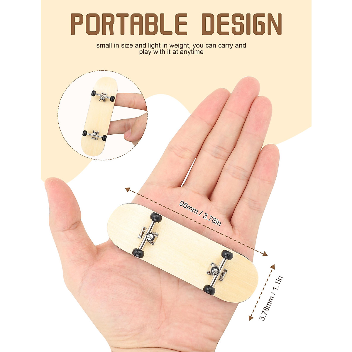 Yosoo Health Gear Finger Skateboards, Finger Board, Tool Kit, 1Pc Maple Wooden Alloy Fingerboard Finger Skateboards with Box Reduce Pressure Kids Gifts