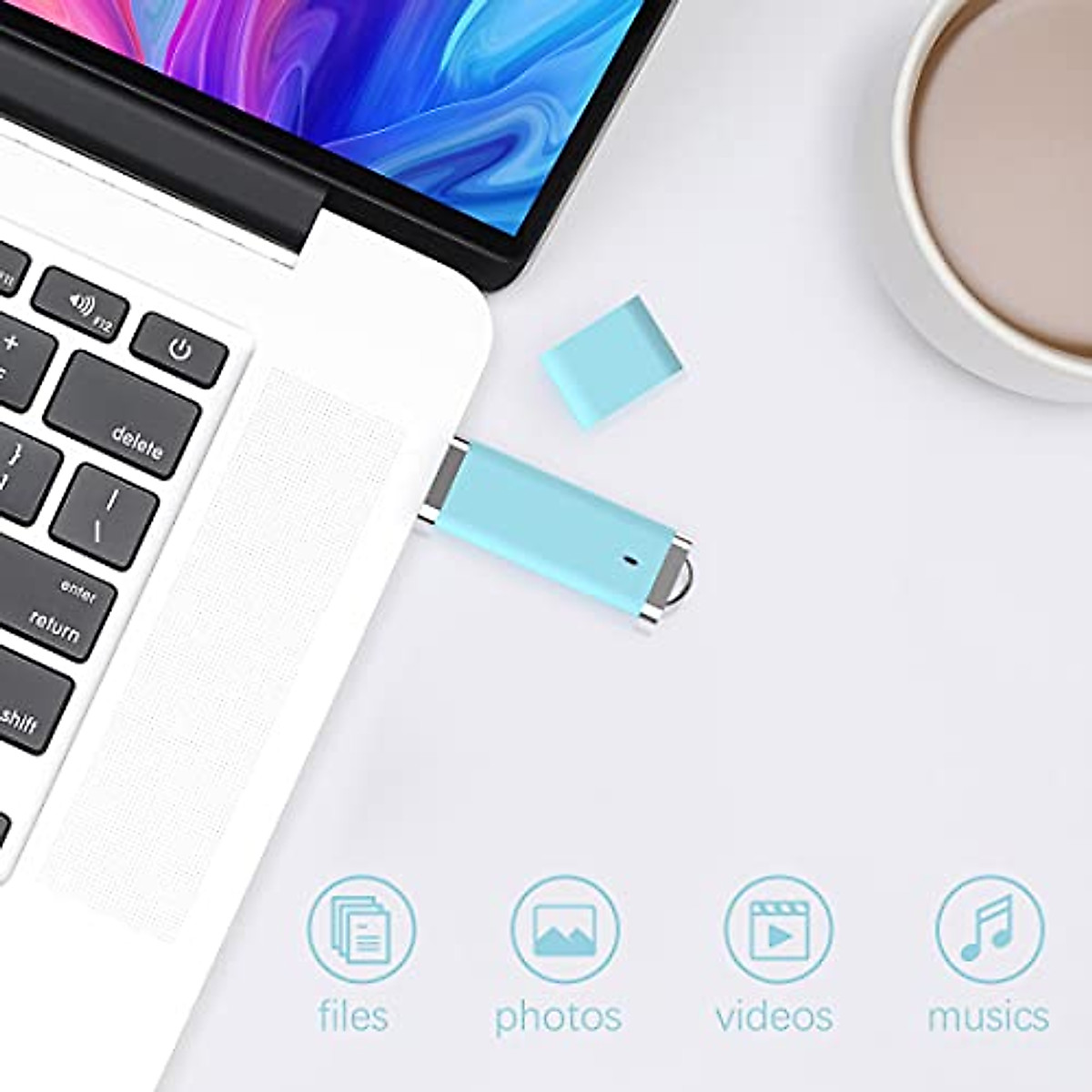 TOPESEL 10PCS 2GB USB 2.0 Flash Drive -Bulk Pack-Memory Storage Thumb Stick Light Blue