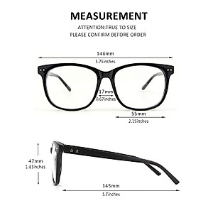 GQUEEN Fake Glasses Oversized Non Prescription Glasses Clear Lens Glasses for Women Men Eyeglasses Glossy Black, 201581