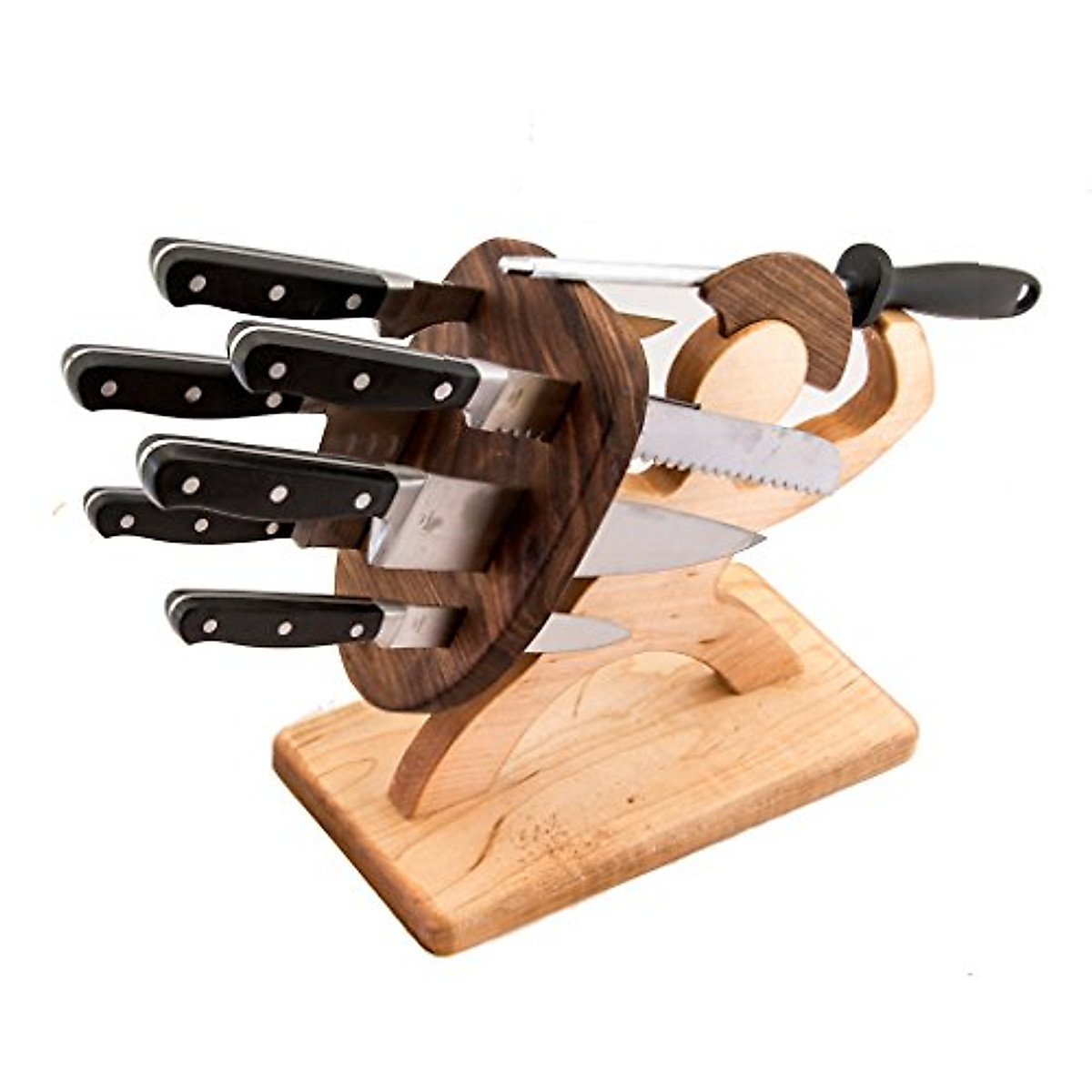 Missing Digit Woodshop Spartan Knife Set - Chef's Edition - 8-piece, Handmade, Heavy Steel Professional Knife Set - American Maple & Walnut