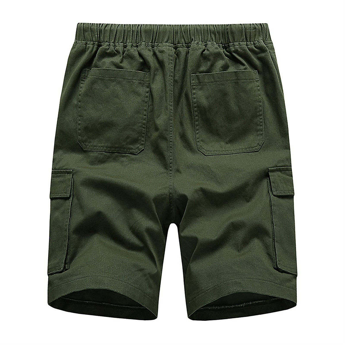 Maiyifu-GJ Men's Elastic Waist Cargo Shorts Relaxed Fit Casual Drawstring Outdoor Shorts Multi Pockets Summer Short Pants (ArmyGreen,3X-Large)