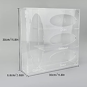 Locisne Acrylic Ziplock Bag Storage Organizer, Baggie Organizer Dispenser for Kitchen Drawer and Wall Mount with Lid