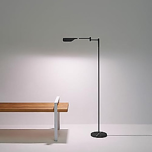 Brightech Leaf Pharmacy LED Reading Lamp, Dimmable Floor Lamp with Easy Rotation over Chair or Desk for Living Rooms & Offices, Adjustable Standing Lamp, Tall Lamp for Sewing & Craftwork - Jet Black