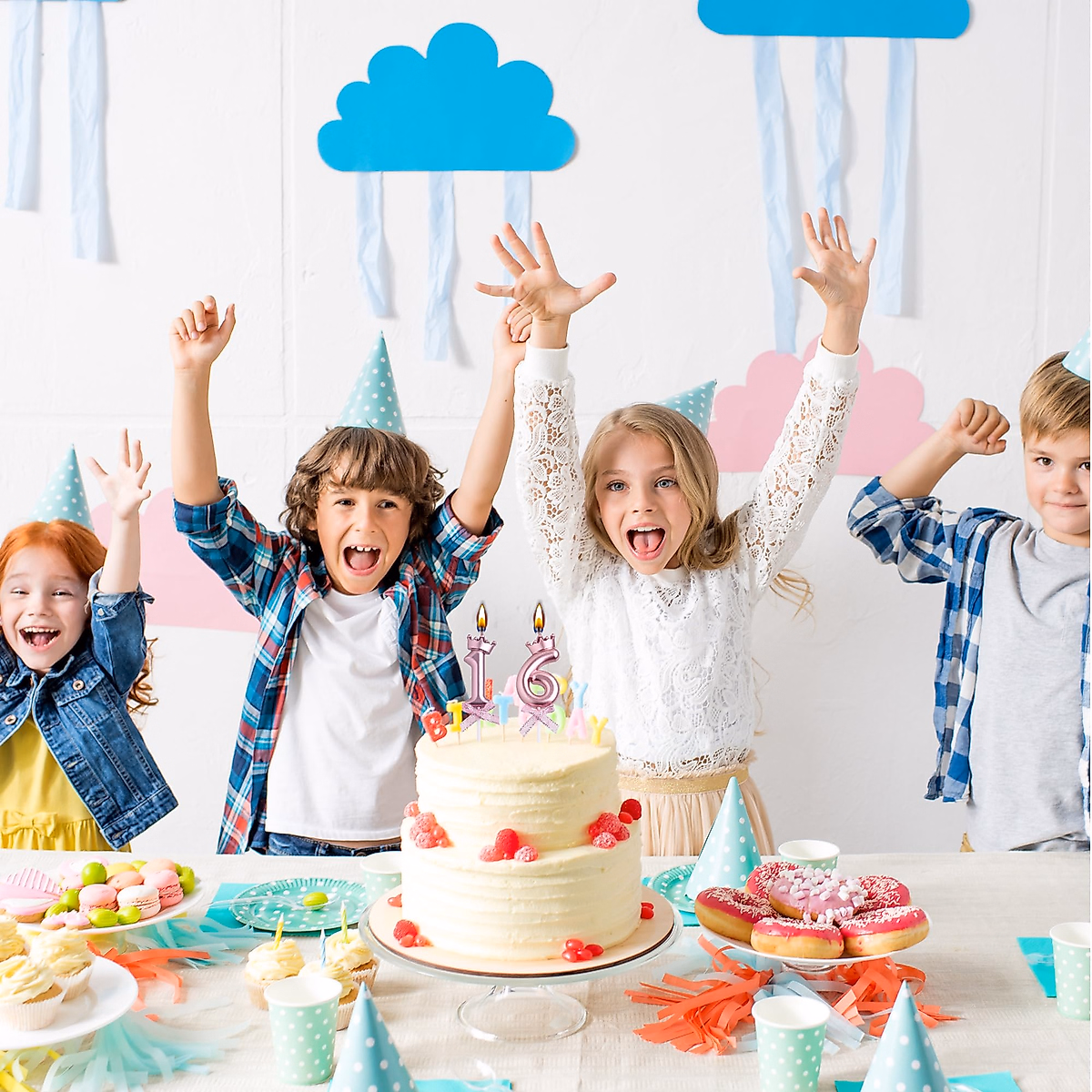 VSHILI 16th Birthday Candles, Rose Gold 16 Year Old Number Birthday Candles, Happy Birthday Party Cake Topper Decoration Gifts for Boys Girls