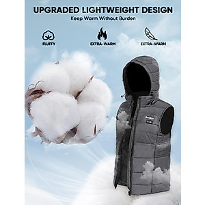 ORRNIKKO [2024 All-New] Heated Vest for Men - 7.4V 16000mAh Battery Pack and Detachable Heated Hood, Mens Heated Vest