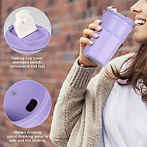 IRNATO Cute Women's 12 oz Coffee Mug, Double Wall Stainless Steel Coffee Mug, Reusable, Leakproof Travel Mug with Lid and Handle, Great Gift for Women and Girls…