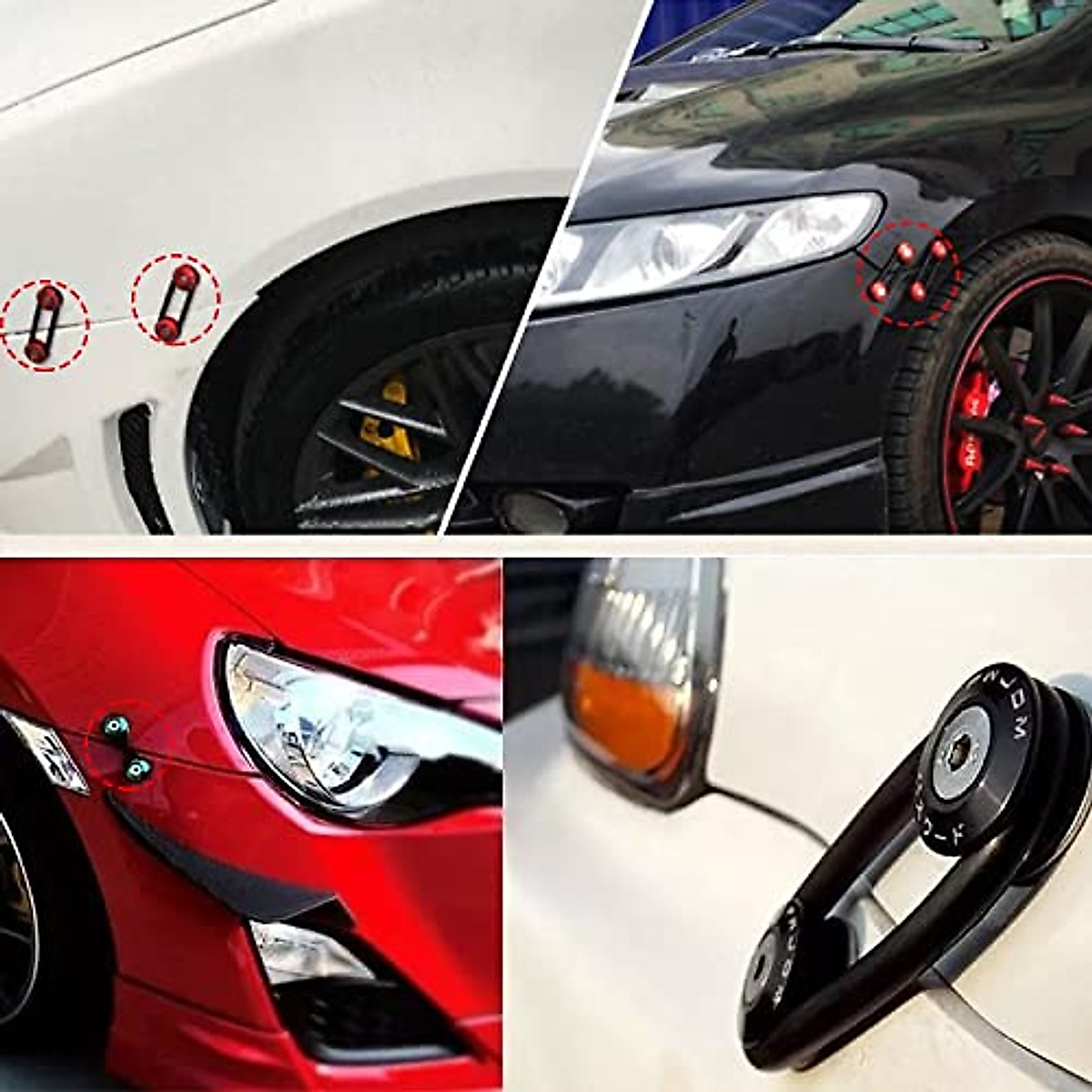 Heart Horse Rear Tow Towing Hook for Universal Car, JDM Bumper Quick Release Front Rear Bumper Fasteners, Decorative Tow Strap Personalized with Chinese Slogan (Black)