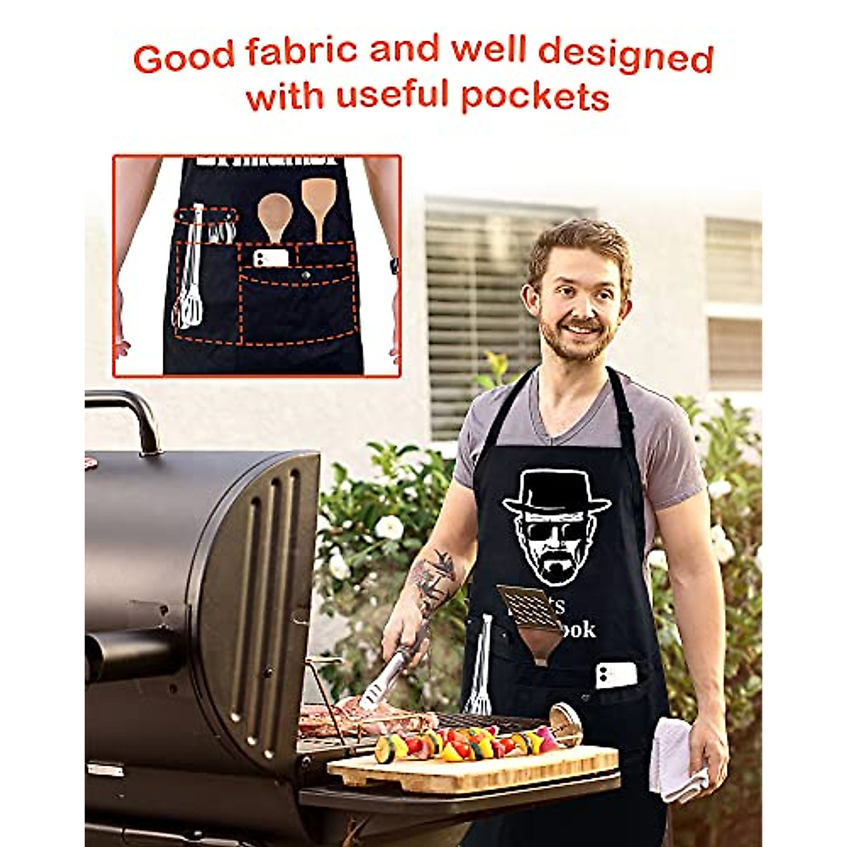 Funny Cooking Chef Apron with Pockets BBQ Kitchen Work Aprons Birthday Father's day Creative Gifts