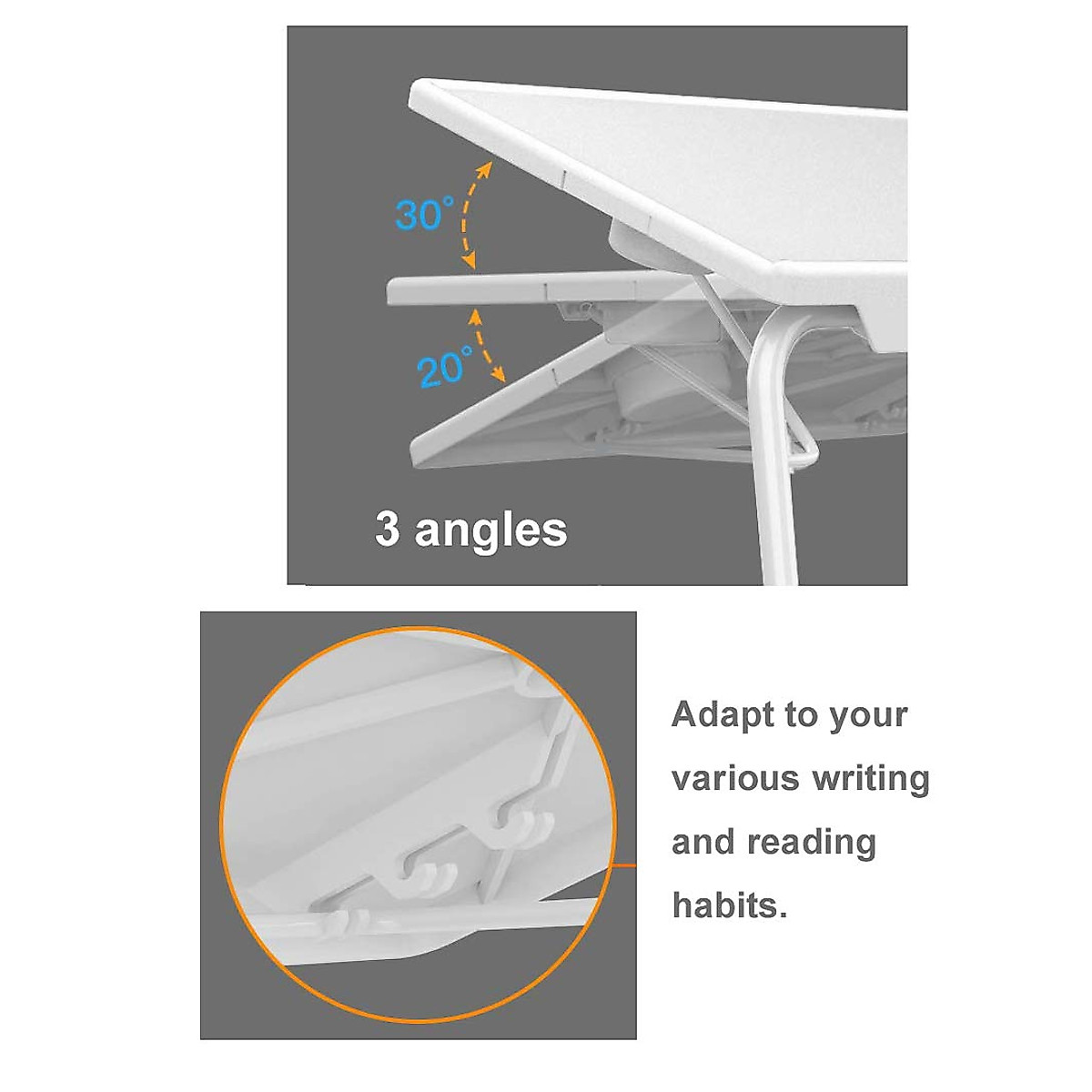 Table Mate II TV Tray Table - Folding TV Dinner Table, Couch Table Trays for Eating Snack Food, Stowaway Laptop Stand, Portable Bed Dinner Tray - Adjustable TV Table with 3 Angles, Cup Holder, White