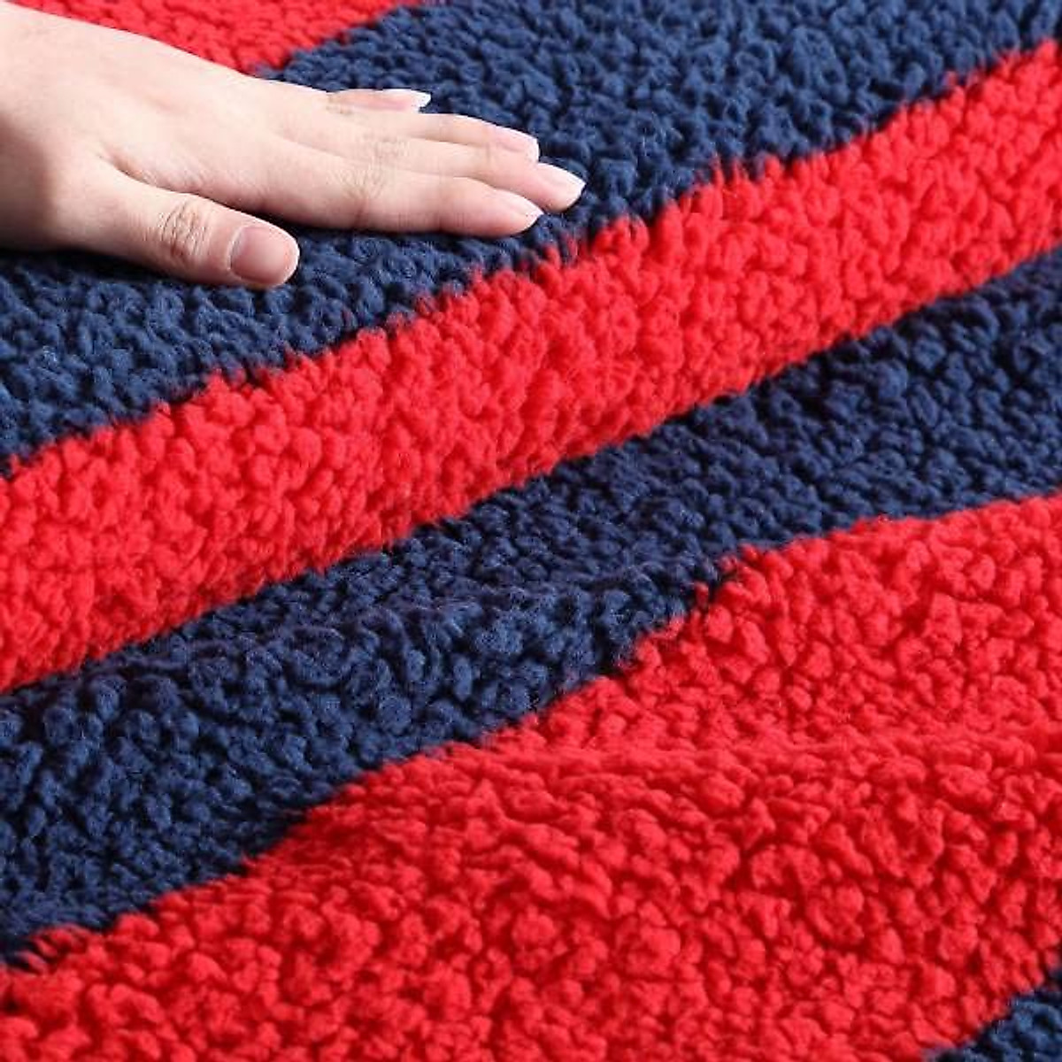 Nautica Throw Blanket Ultra Soft Plush Sherpa Home Décor, All Season Bedding, 50 x 60, Lawndale Blue/Red