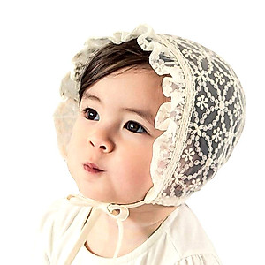 Baby Girl Toddlers Breathable Lacy Bonnet Eyelet Cotton Adjustable Sun Protection Hat