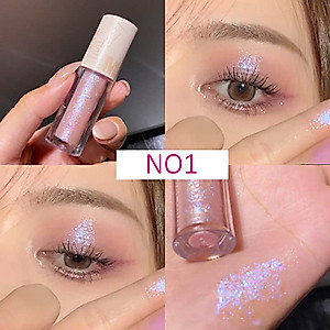 Aolailiya 5pcs Liquid Glitter Eyeshadow Set, Sparkling Metallic High Pigmented Glitter Eye Shadow Korean Makeup, Long Lasting, Quick Drying, Loose Glitter Glue for Eye Crystals Makeup