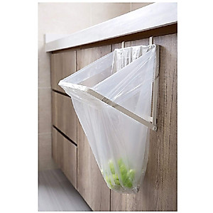 Psivika 2 Pcs Hanging Trash Garbage Bag Holder Folding Storage Holder Racks for Kitchen Different Size Plastic Bag (Black)