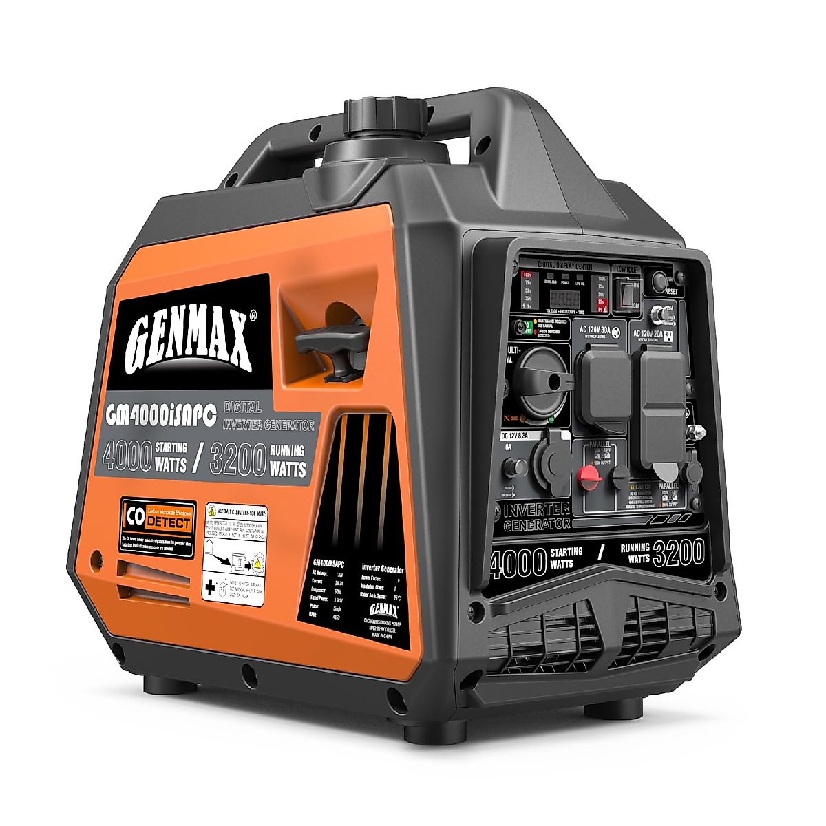 GENMAX Portable Generator,4000W ultra-quiet145cc Engine &Parallel and Series Ready, EPA & CARB Compliant, Eco-Mode Feature, Ultralightweight for Backup Home Use & Camping (GM4000iSAPC)