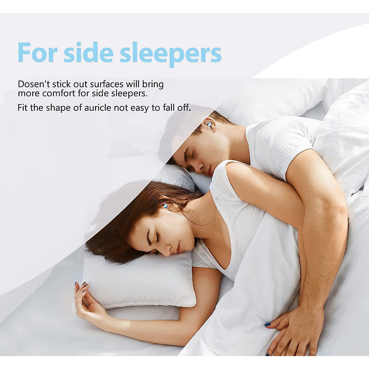 Silicone Ear Plugs for Sleeping - BUENSUENO 2 Pairs Reusable Washable Earplugs for Sleep, Work，Swimming, for Noise Cancelling, Sound Blocking Sleeping, Concert (Light Blue Star)…