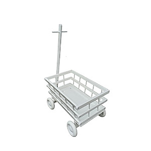 Premium Wooden Wagon JULEK - Safe and Beautiful | Ideal for Weddings and Flower Girls | Color: White Fluff | Wheels: Rubber