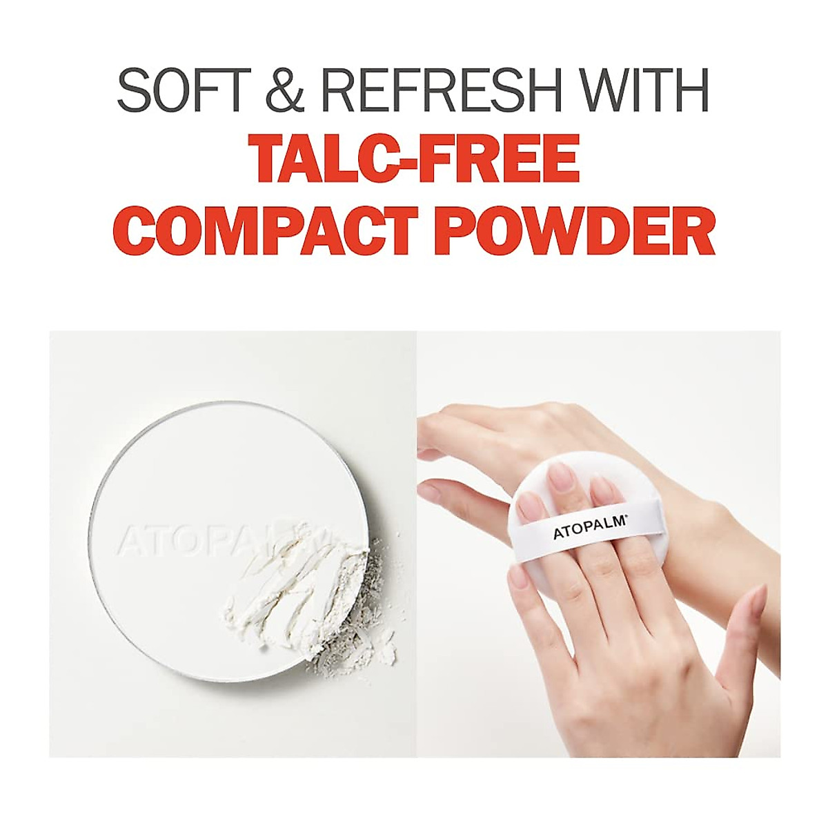 ATOPALM Derma Soothing Powder Pact, 0.8 Oz, Talc Free Baby Dusting Powder with Cornstarch, Panthenol for Calming Sweat Rash, to Prevent Prickly Heat, 23g