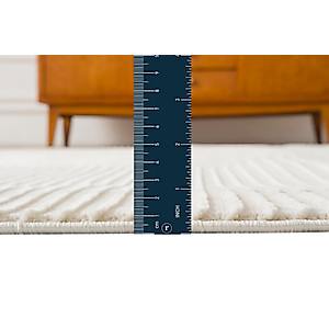 Revival Rugs Record 8'x10’ Washable Area Rug for Living Room Bedroom - 100% Recycled Oeko-TEX Certified, Medium Pile, Beige, Cream