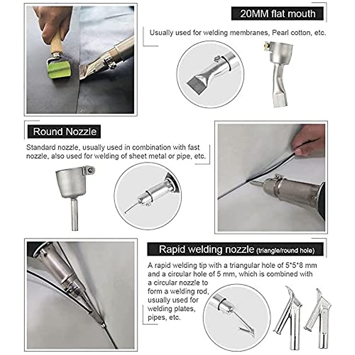 SKYTOU 1600W Heat Gun Hot Air Torch Plastic Welder Welding Hot Air Gun Kit with Speed Nozzles, Roller and PVC Plastic Rods