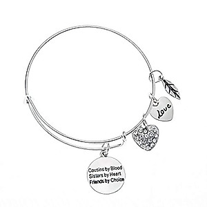 Infinity Collection Cousin Gift, Cousins by Chance, Friends by Choice Charm Adjustable Bangle, Cousin Jewelry for Women- Gift for Cousins
