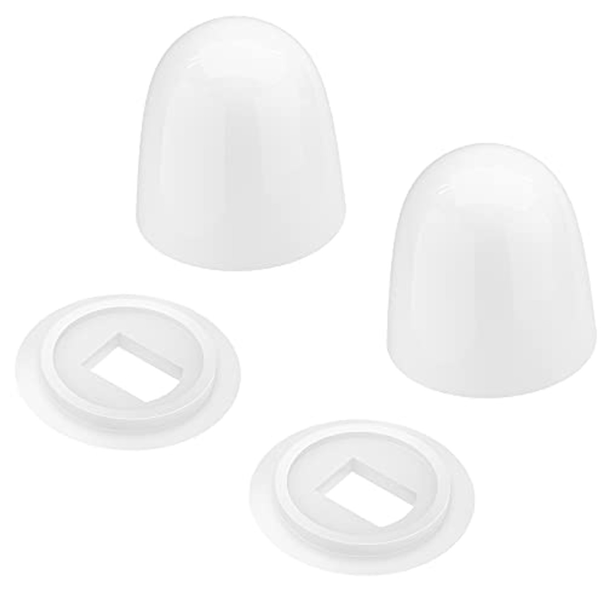 Canomo 4 Packs White Toilet Bolt Caps Toilet Seat Floor Bolts Caps Universal Floor Bolts Snap On Caps with Washers for Easy installation, 1.44 Inch Height