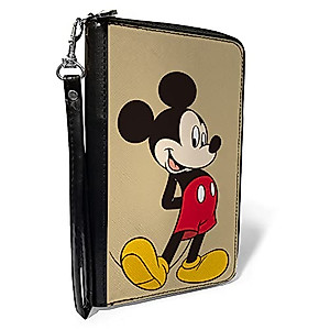 PU Zip Around Wallet Rectangle Classic Mickey Mouse Standing Pose Yellow