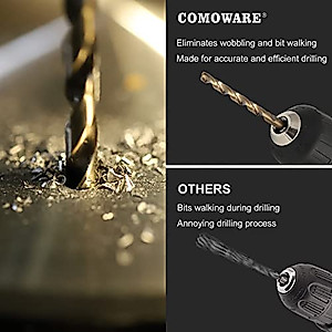 COMOWARE Cobalt Drill Bit Set, 115Pcs M35 High Speed Steel Twist Jobber Length for Hardened Metal, Stainless Steel, Cast Iron and Wood Plastic, 1/16"-1/2", with Metal Indexed Storage Case