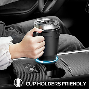 TOURIT 40 oz Tumbler with Handle and Straw, 3 in 1 Sip-All-Way Lid Insulated Tumblers, Reusable Stainless Steel Water Bottle for Keep Cold 34Hs or Hot 10Hs, Gifts for Women Men, Black