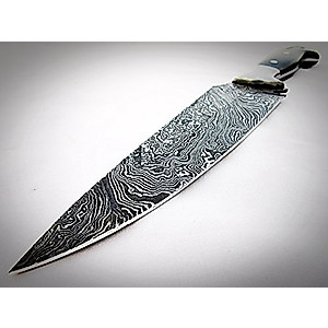 CF-28 Custom Handmade Damascus Steel 11.4" Inches Chef Knife - Beautiful Green and Black Micarta Handle