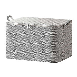 Large Blanket Storage Containers, Collapsible Storage Bins with Lids, Zip Storage Cube Bins with Handles Storage Cubes for Clothes Books (A, one size)