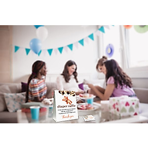 Diaper Raffle Tickets For Baby Shower, Little Bear balloon Themed Cards,Party Favors For Baby Showers Game Cards, 1 Sign & 50 Cards Per Pack – (012-niaobu)