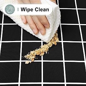 misaya Rectangle Waterproof Fabric Table Cloth, Plaid Stain Proof Polyester Tablecloth, Washable Cloth Table Cover for Dining Room, Kitchen, Outdoor (60" x 84", Black)